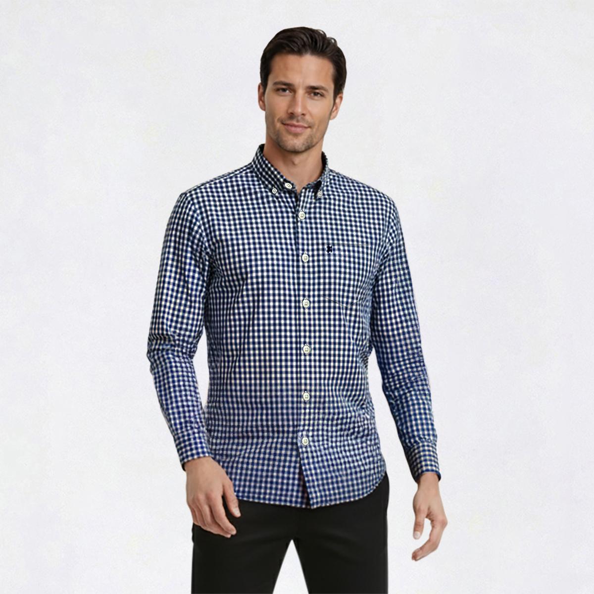Mens IZOD(R) Performance Gingham Button Down - Estate Blue
